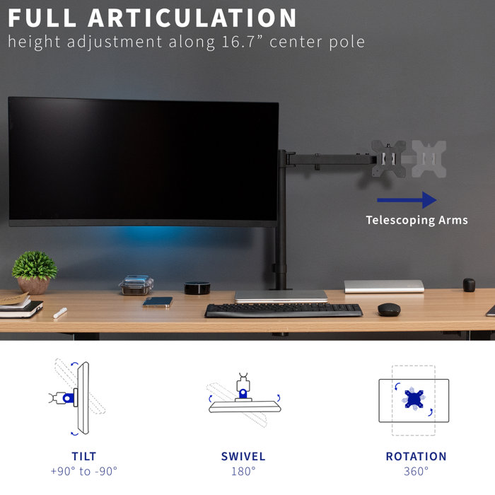 VIvo Telescoping Dual Monitor Desk Mount | Wayfair