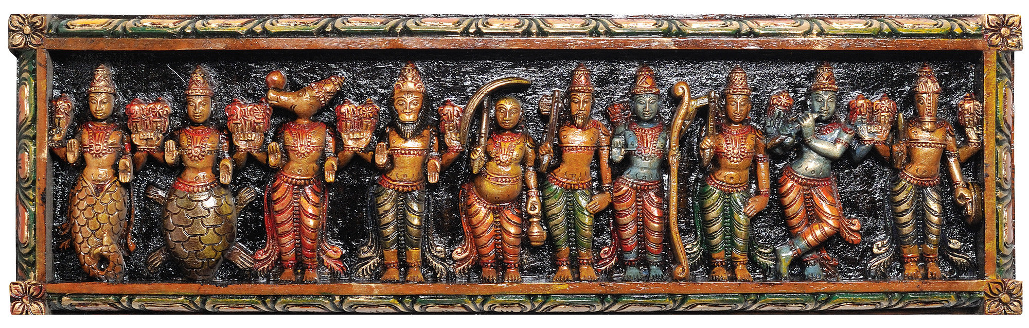 Exotic India Dashavatara Panel: Ten Incarnations Of Vishnu (From Left ...