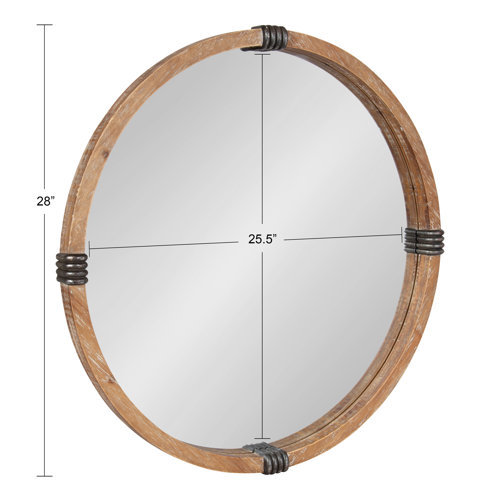 Beachcrest Home Roxann Framed Round Mirror 28" Diameter Natural | Wayfair