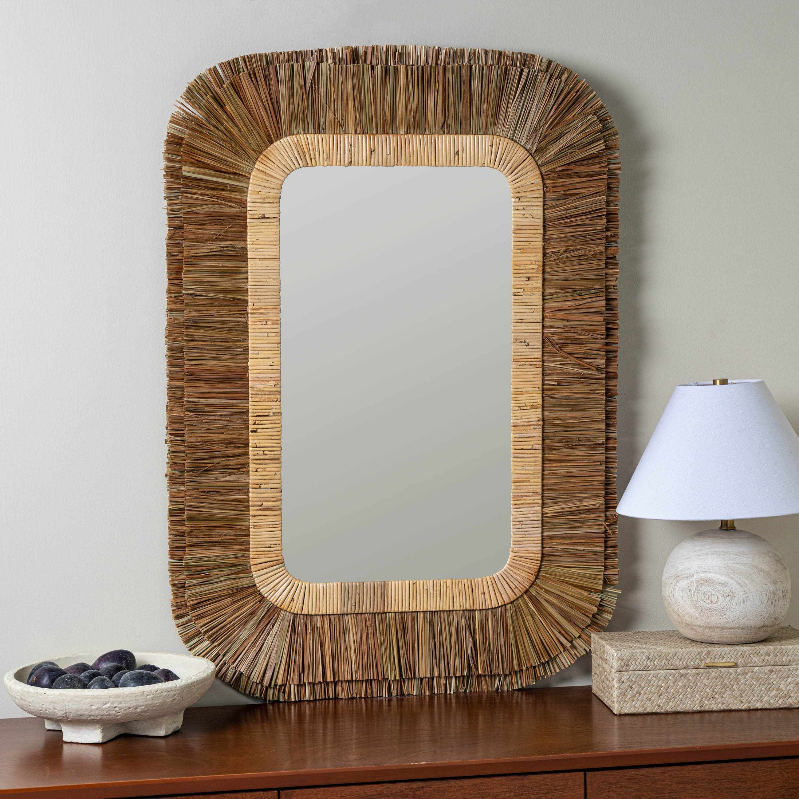 Beachcrest Home Valier Rectangle Seagrass Wall Mirror | Wayfair