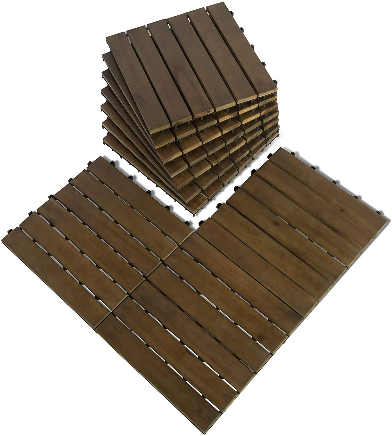 MCombo 12" x 12" Wood Interlocking Deck Tile in Light Brown | Wayfair