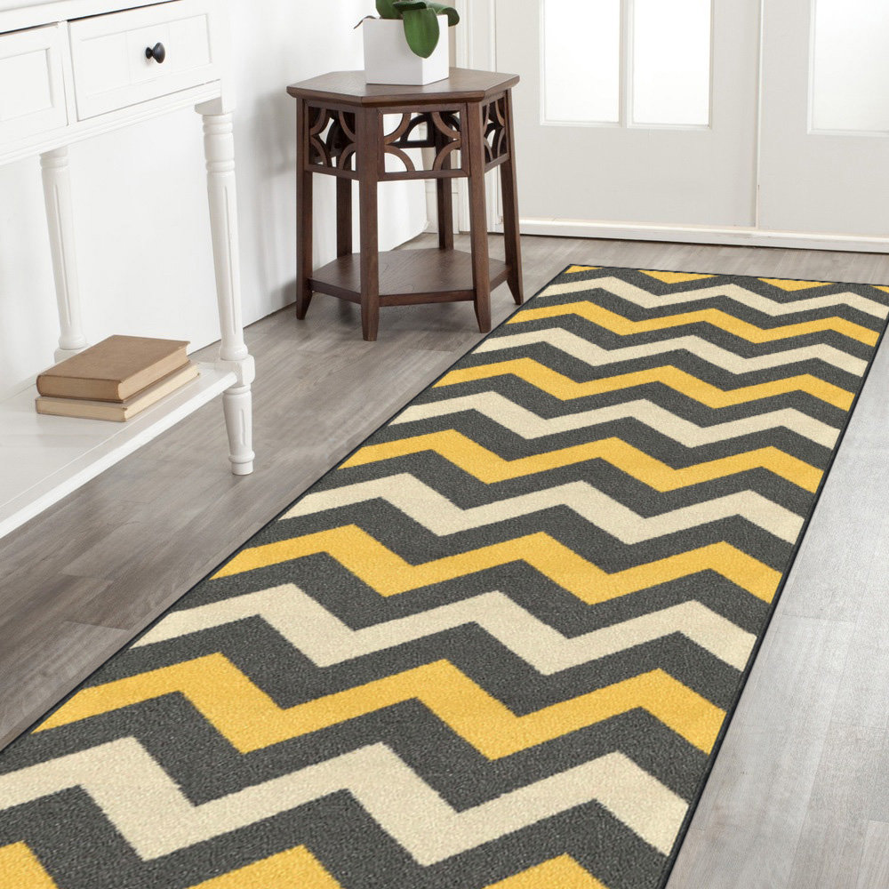 Ebern Designs Weller Handmade Hand Hooked Performance Gray/Yellow Rug ...