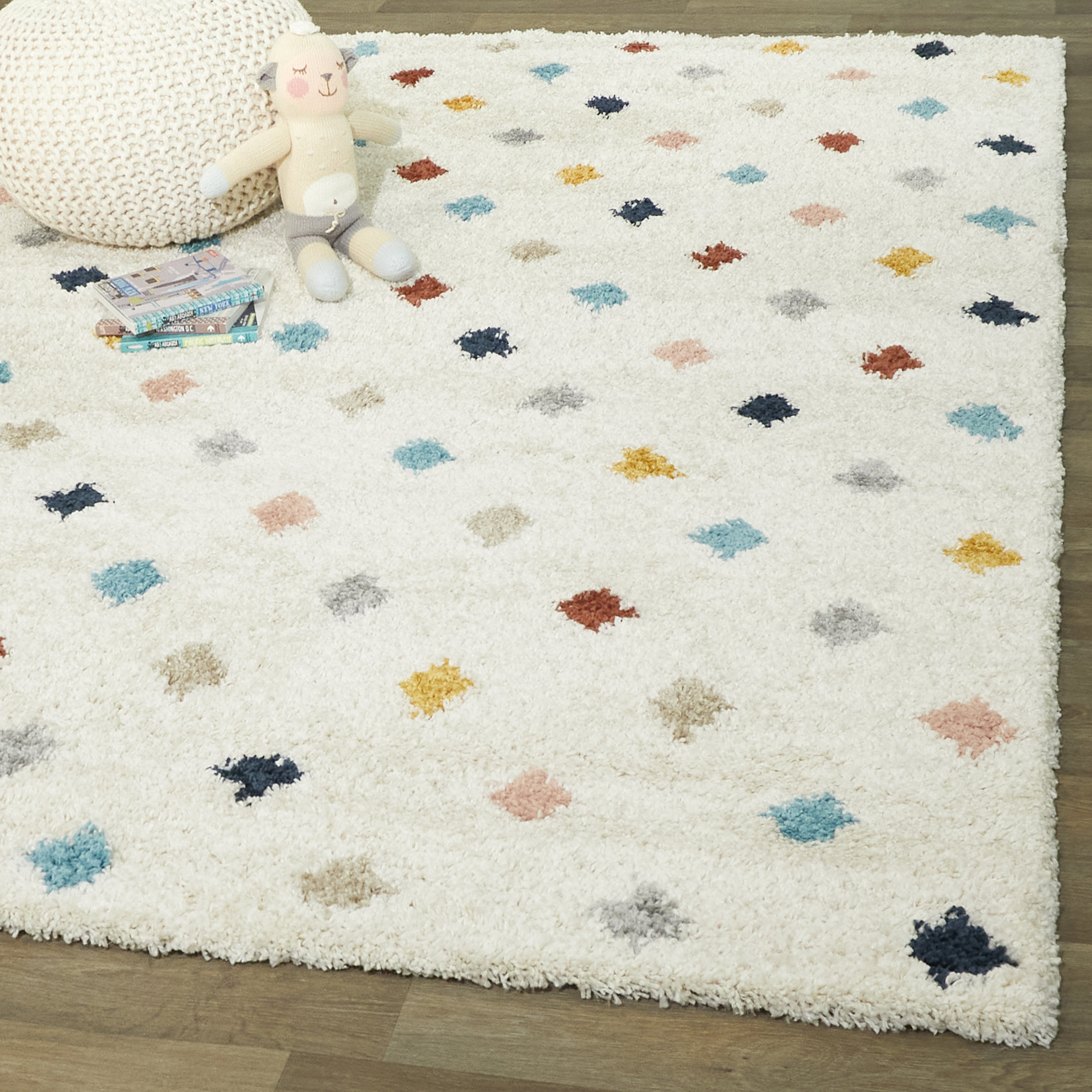 Wrought Studio Bartucca Diamond Rainbow Colored Shag Area Rug | Wayfair
