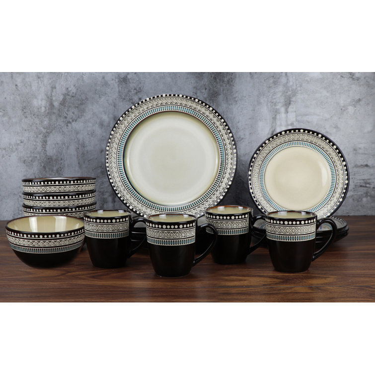 Lorren Home Trends Stoneware Dinnerware - Set of 16 & Reviews | Wayfair