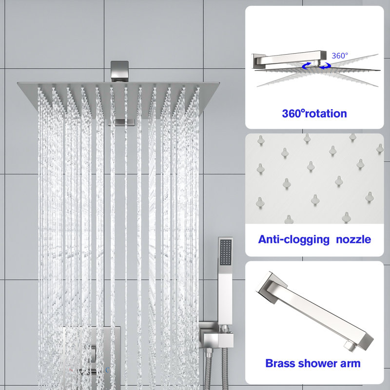 Mocoloo Bathroom Luxury Rain Mixer Combo Set Dual Head with 10" Square ...