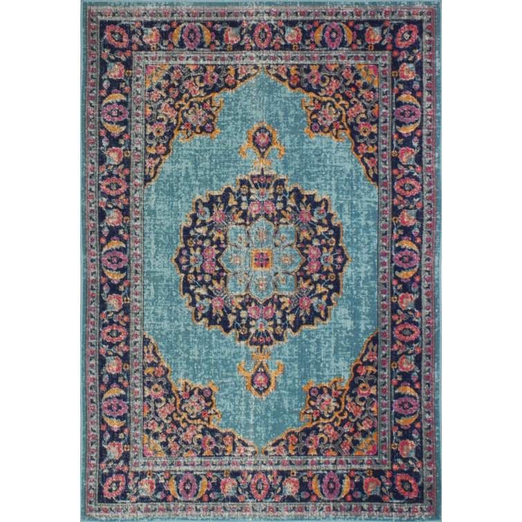 Langley Street Amber Power Loom Teal/Pink/Navy Rug & Reviews | Wayfair ...