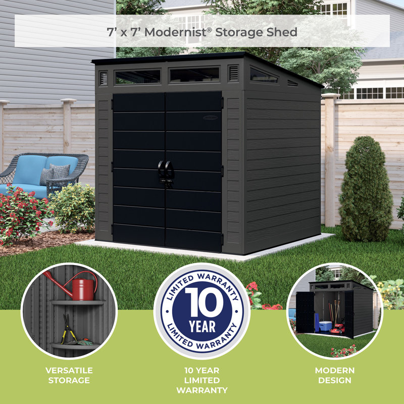 Suncast Modernist 7 ft. W x 7 ft. D Resin Storage Shed & Reviews | Wayfair