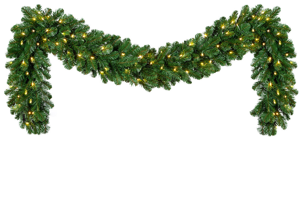 The Holiday Aisle® 108'' in. Lighted Faux Fir Garland | Wayfair
