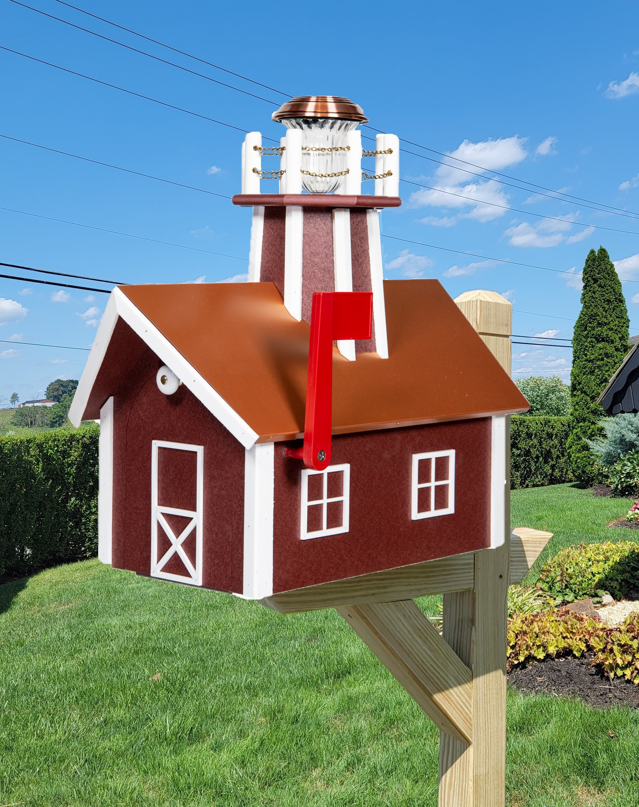 Amish Mailbox, Handmade, With Solar Lighthouse | Wayfair