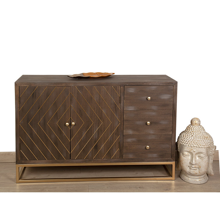 Ophelia & Co. Haslemere 120Cm Wide 3 Drawer Solid Wood Sideboard ...