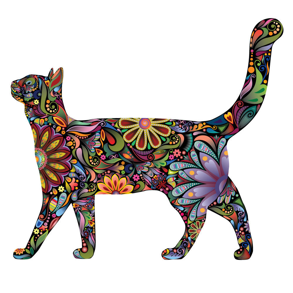My Wonderful Walls Walking Cat Left Facing Sticker Wall Decal & Reviews ...