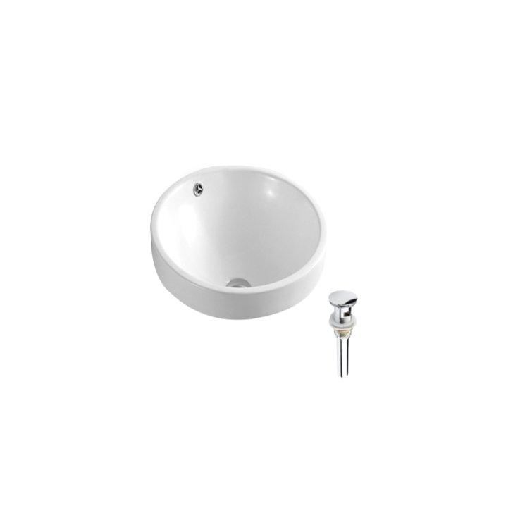 DROP Bath And Kitchen 18'' Ceramic Circular Semi-Recessed Vessel ...