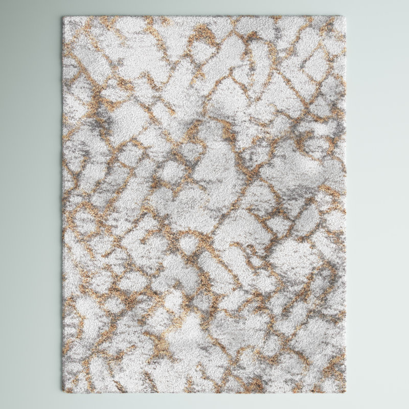 Steelside™ Cade Performance Ivory/Gold Rug & Reviews | Wayfair