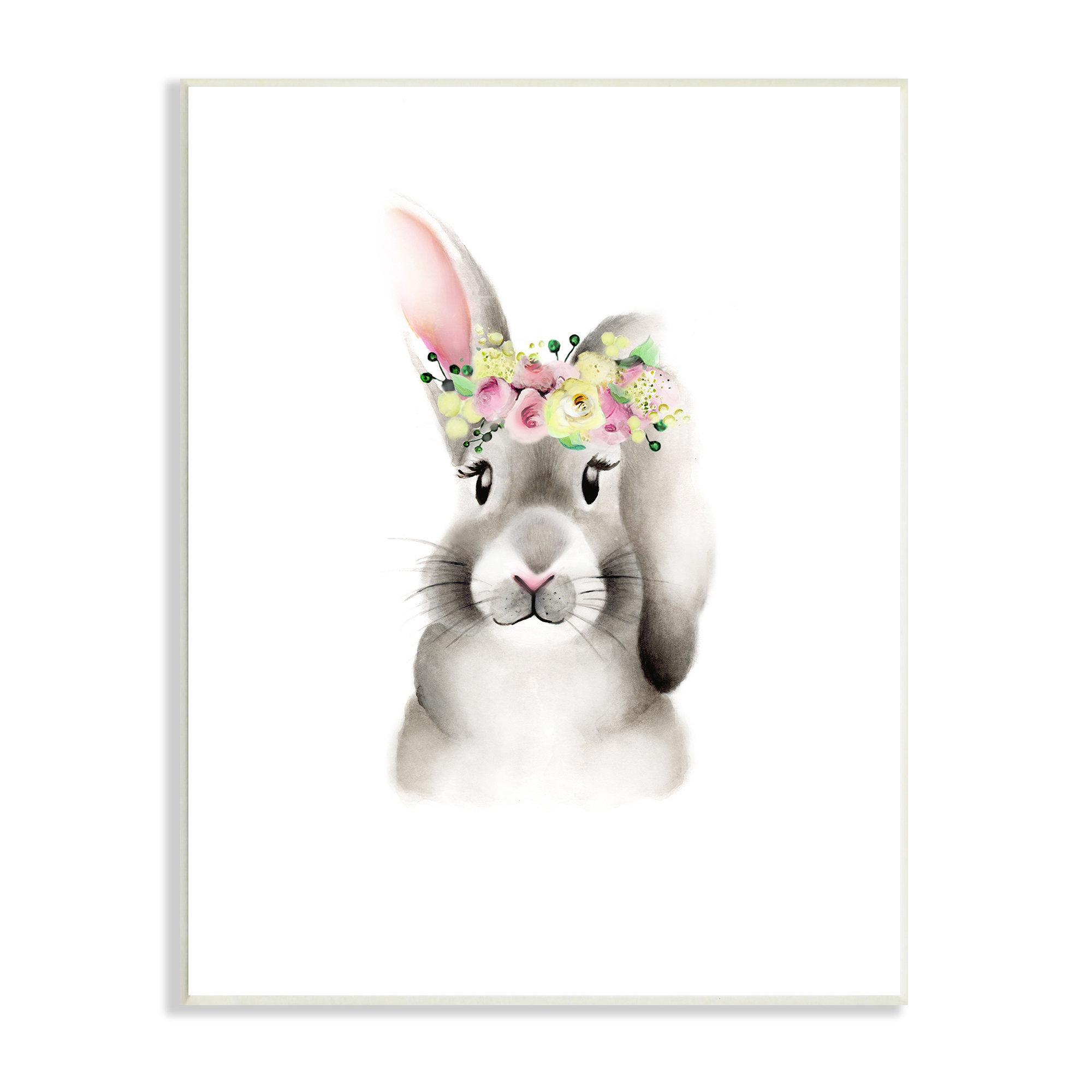 Stupell Industries Cute Cartoon Baby Bunny Rabbit Flower Crown Forest ...