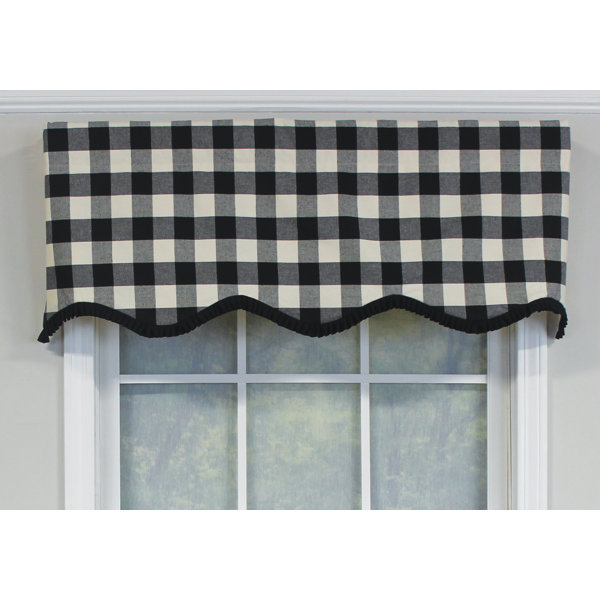 RLF Home Gingham Cotton Scalloped 50'' Window Valance | Wayfair