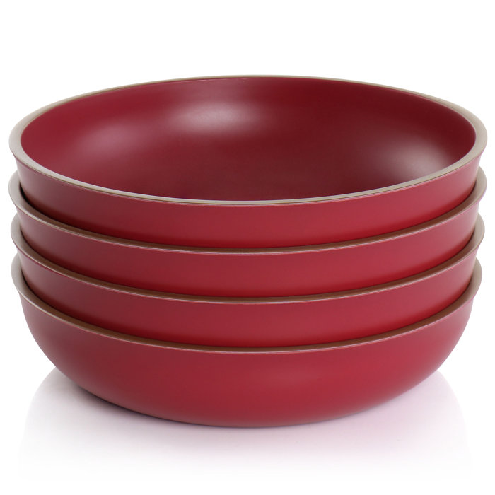 Gibson Home 4 Piece Melamine Dinner Bowl Set in Dark Pink | Wayfair