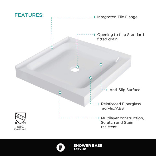 Fine Fixtures 32" W x 32" D Double Shower Base | Wayfair