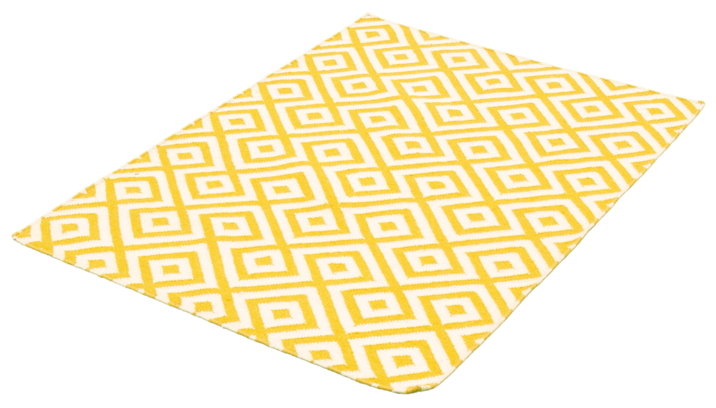 Foundry Select Handmade Flatweave Wool Yellow/White Rug | Wayfair