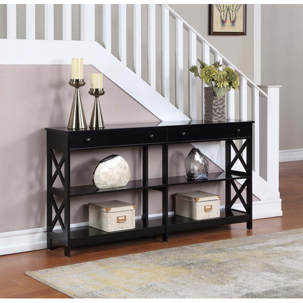 Three Posts™ Lemay 2 Drawer 60 Inch Console Table With Shelves ...
