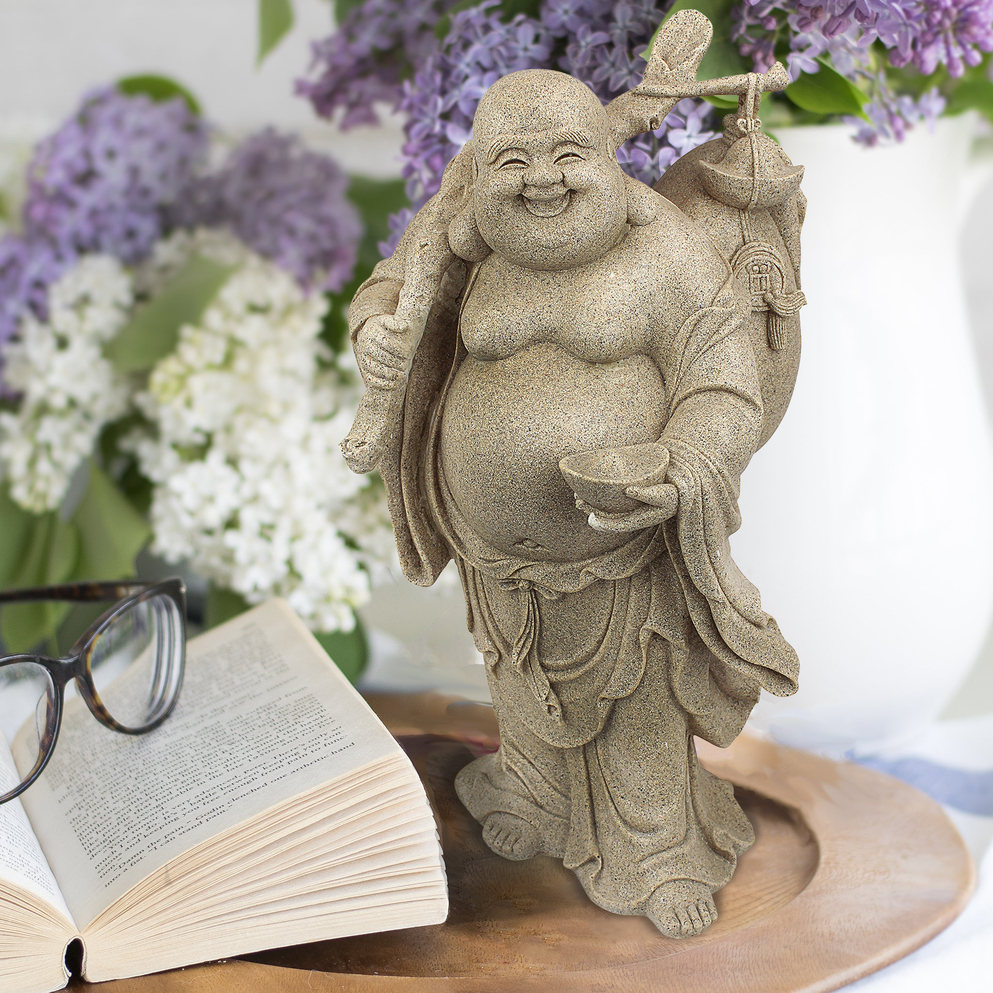 Design Toscano Wandering Happy Hotei Buddha Statue & Reviews | Wayfair