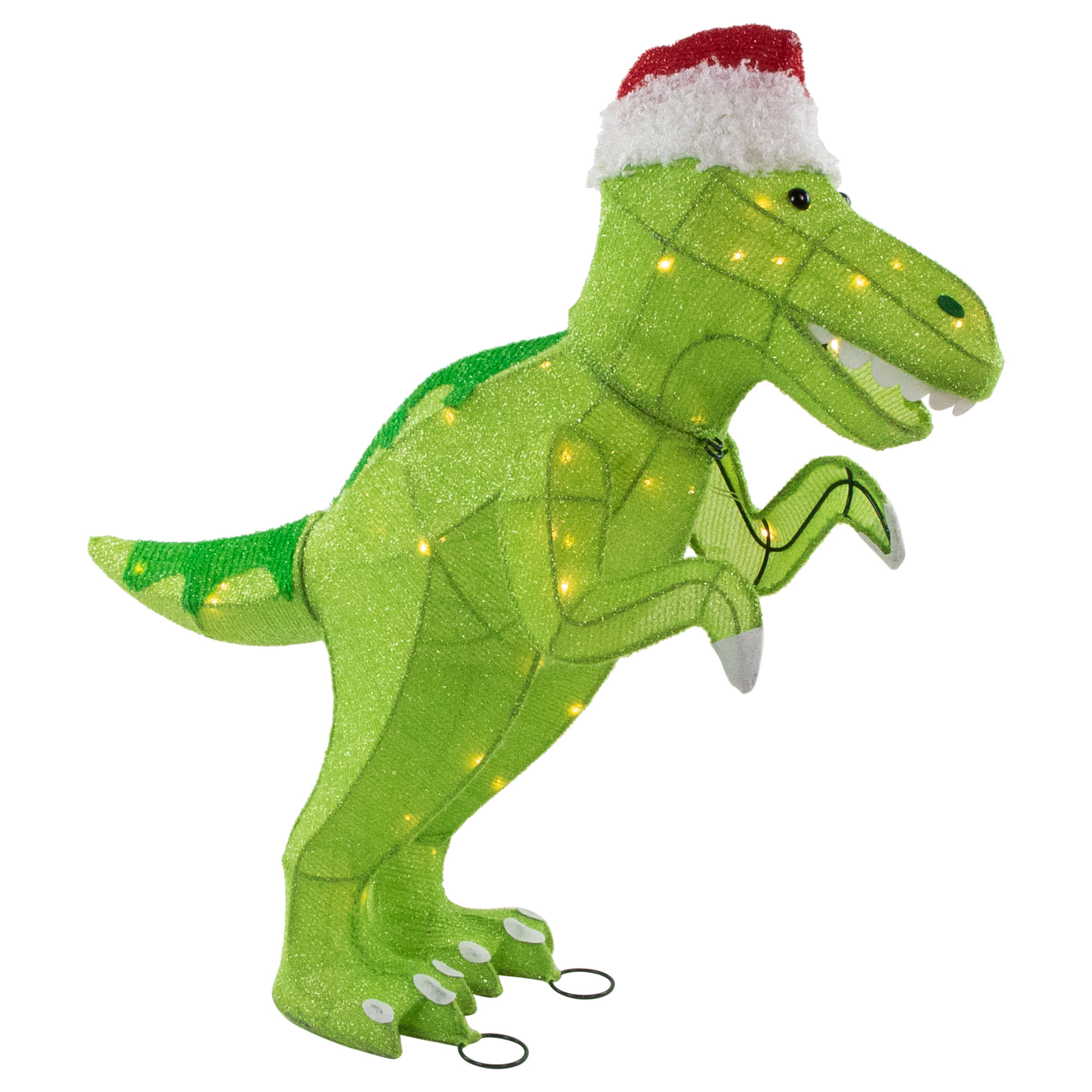 Northlight 30" LED Lighted Tinsel Santa T-Rex Dinosaur Outdoor ...