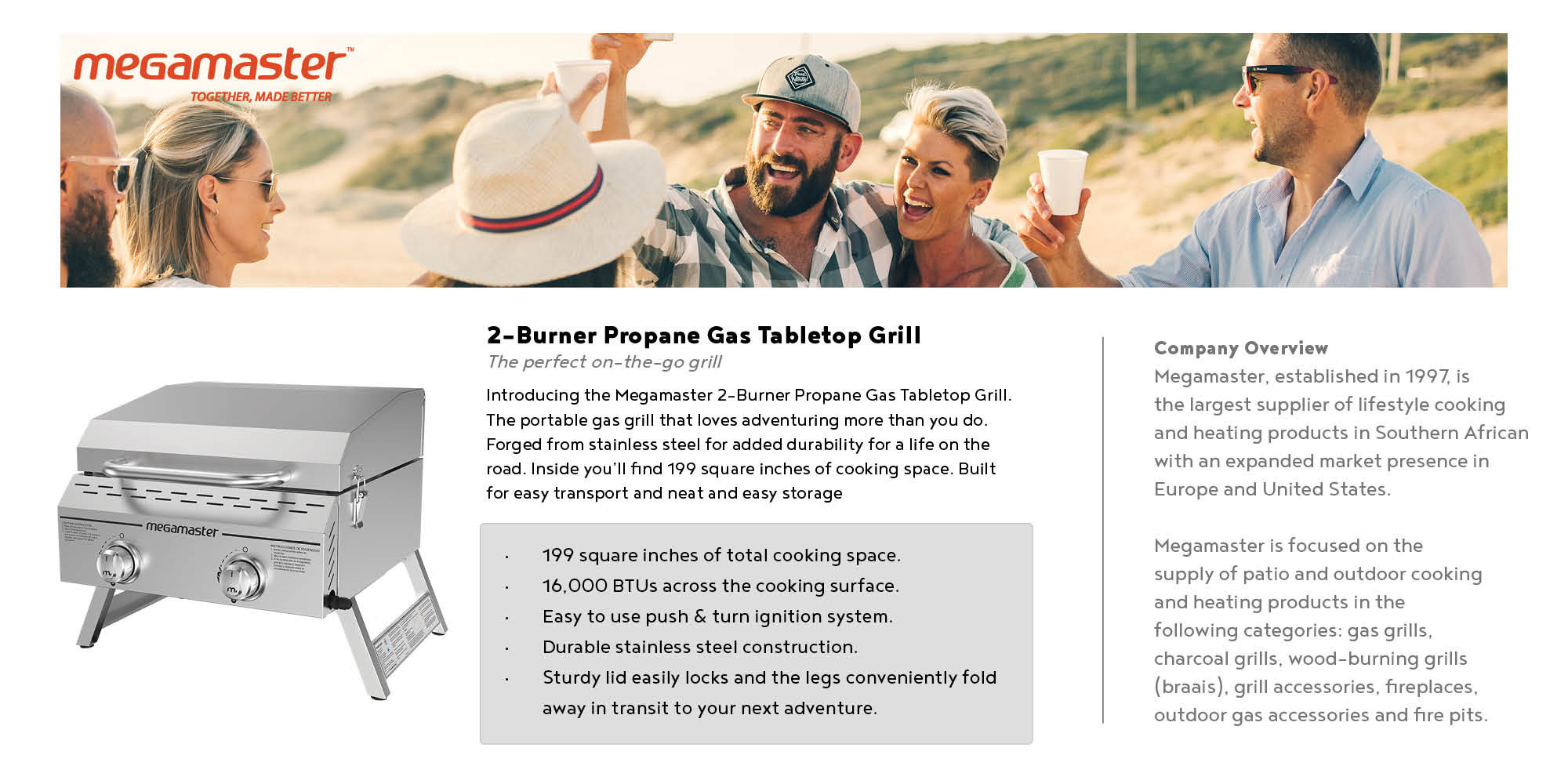 Megamaster 2 Burner Tabletop Gas Grill & Reviews - Wayfair Canada