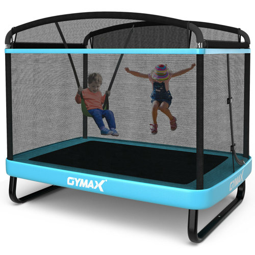 Gymax 6.25' Rectangle Backyard Trampoline with Safety Enclosure ...