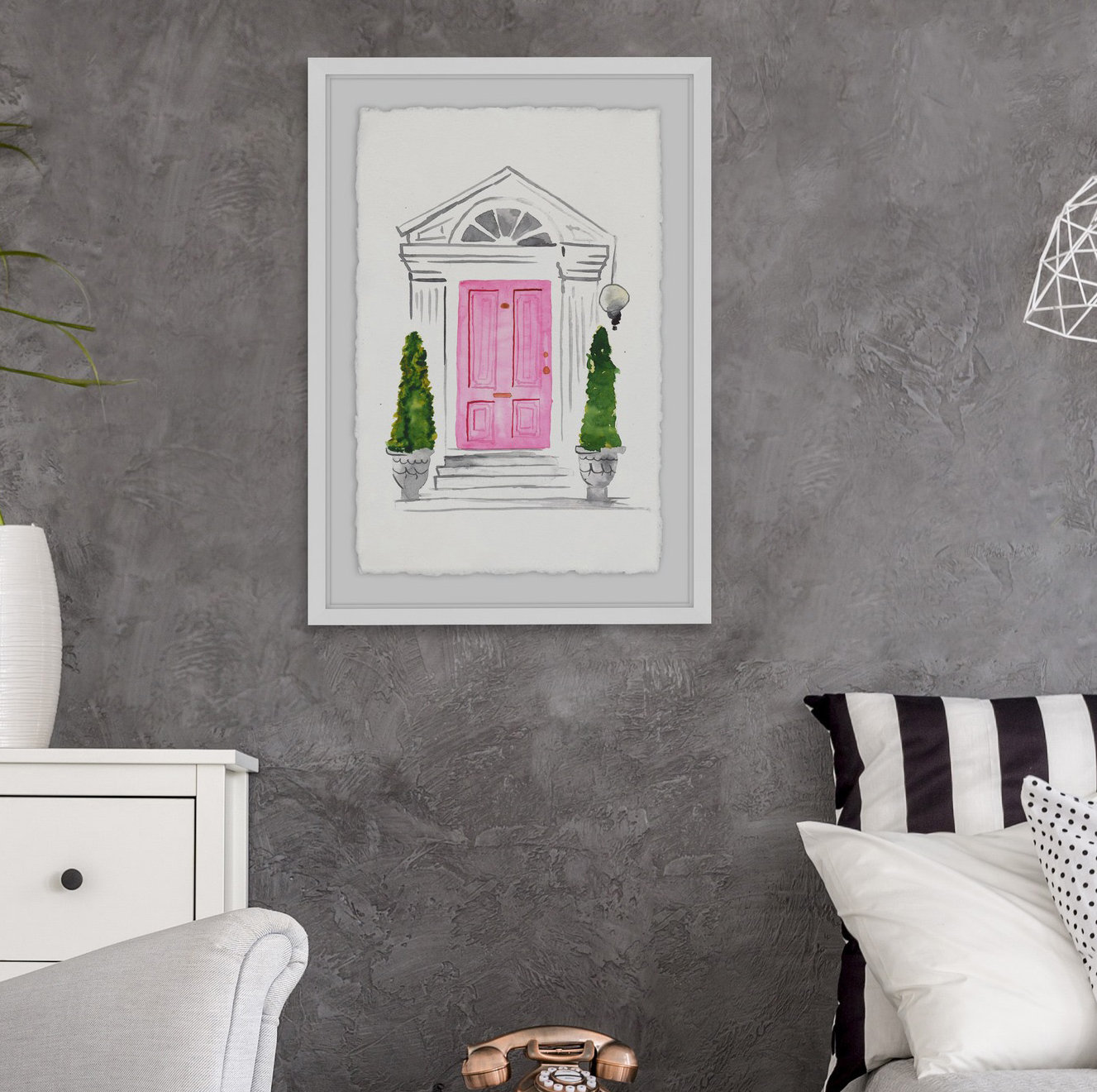 Rosdorf Park Pink Door - Picture Frame Painting | Wayfair