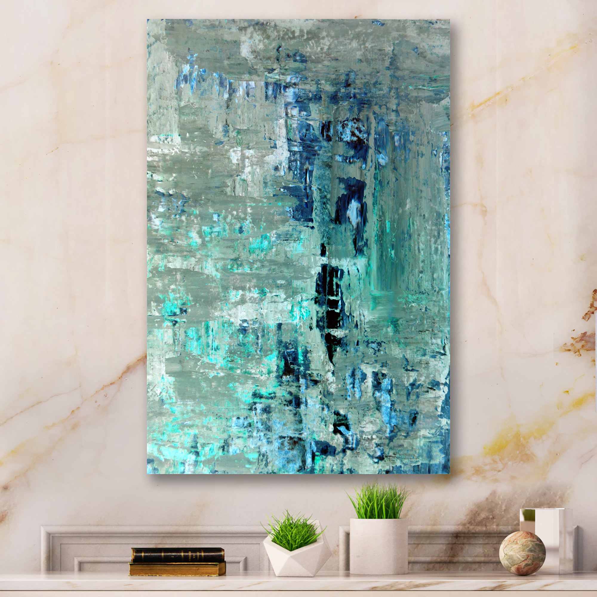 Wrought Studio Blue Meets Turquoise Abstract Art Blue Meets Turquoise ...