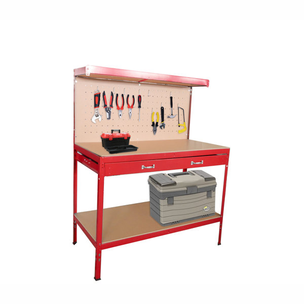 WFX Utility Neo Red Workbench Heavy-Duty Steel Pegboard Drawer ...