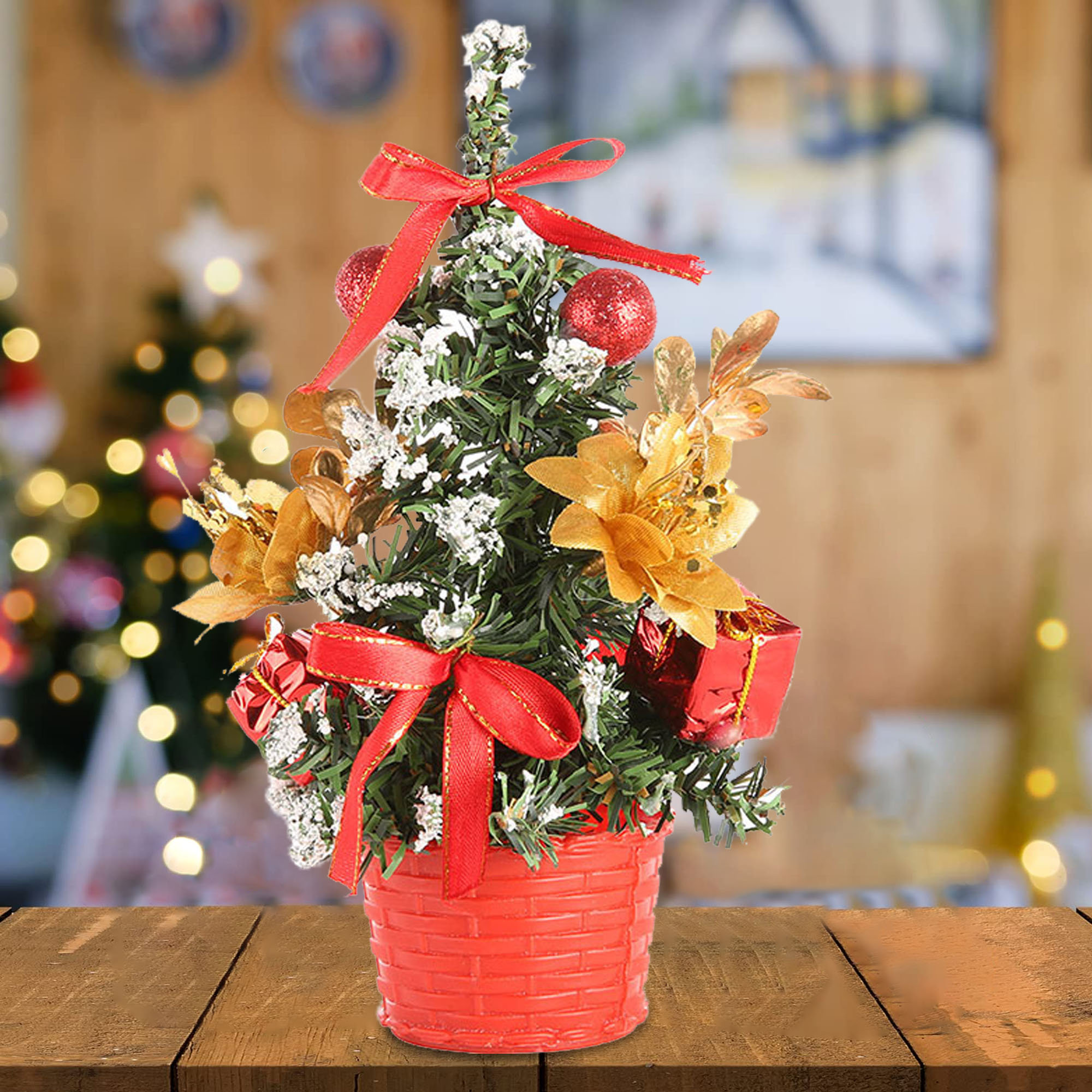 The Holiday Aisle® 20Cm Artificial Mini Tabletop Christmas Tree With ...