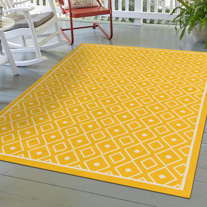 Union Rustic Yellow Indoor/Outdoor Rug | Wayfair