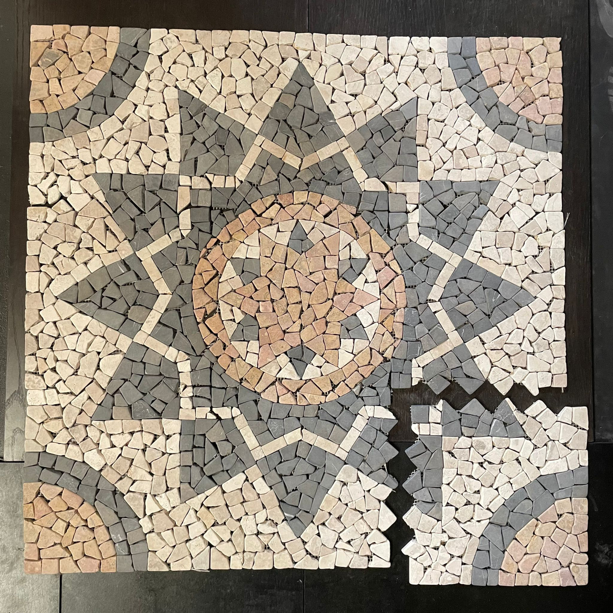 Teak America™ 36" x 36" Marble Medallion Tile in Beige/Gray | Wayfair