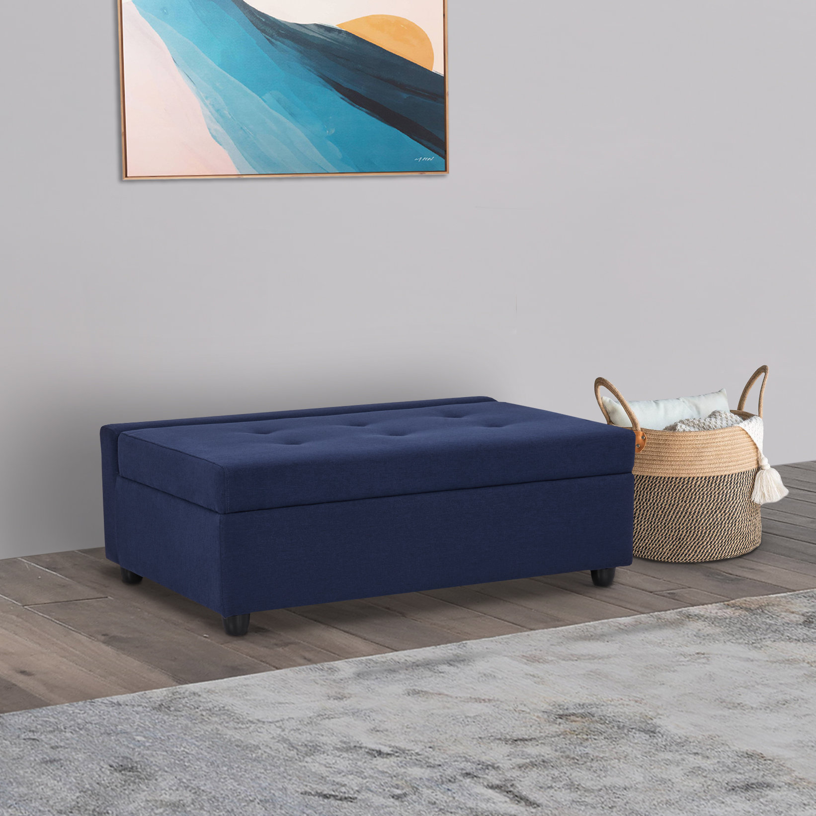 Wade Logan® Anjelyn 46.46'' Wide Rectangle Convertible Sleeper Ottoman ...