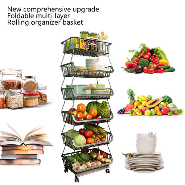 POPLARBOX 6 Tiers Rolling Metal Stackable Vegetable Fruit Basket ...