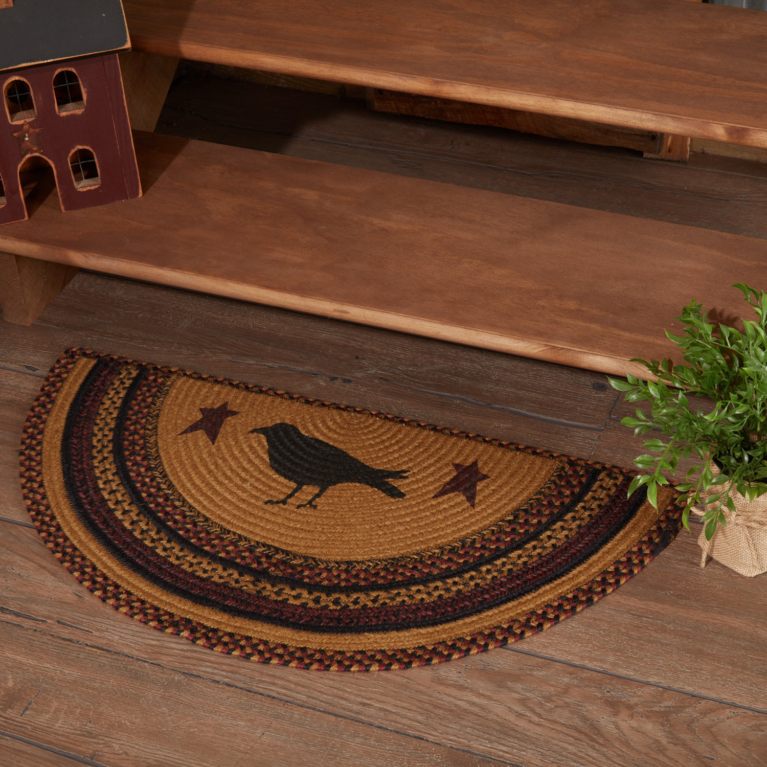 VHC Brands Heritage Farms Flatweave Mustard Tan/Raven Black/Burgundy ...