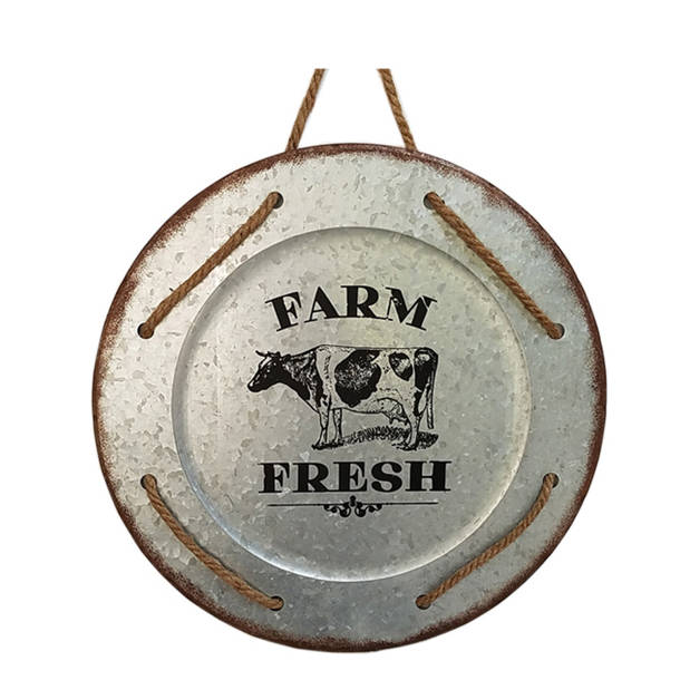 Gracie Oaks Plate Shape Print Rooster Metal Wall Décor & Reviews | Wayfair