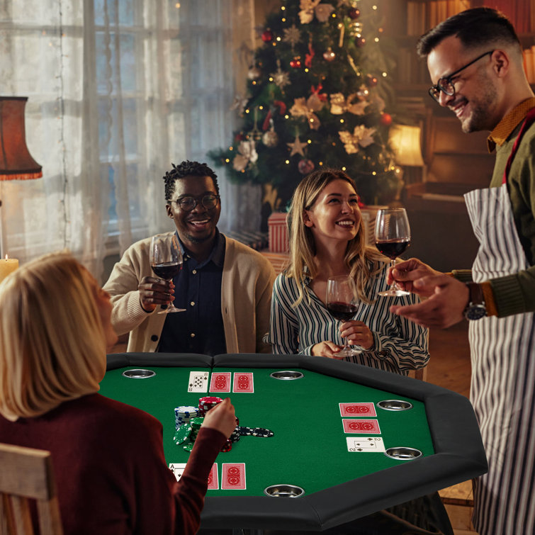 AVAWING Game Poker Table W/Stainless Steel Cup Holder Casino Leisure ...