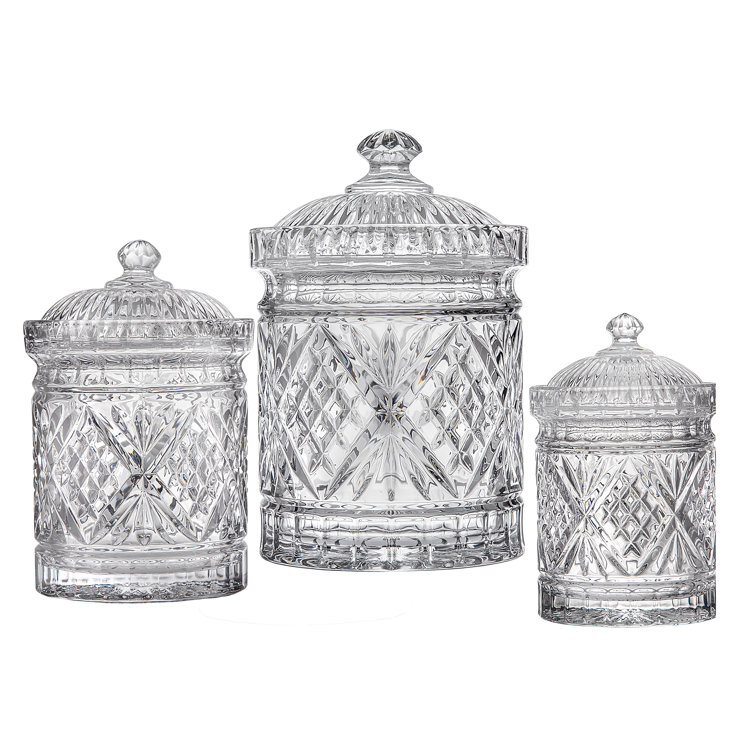 Godinger Silver Art Co Dublin Crystal 3 Piece Kitchen Canister Set ...