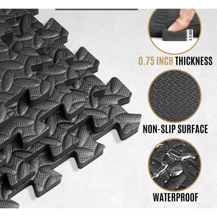 WF Athletic Supply Extra Thick Interlocking Exercise Foam Mats, 3/4 ...
