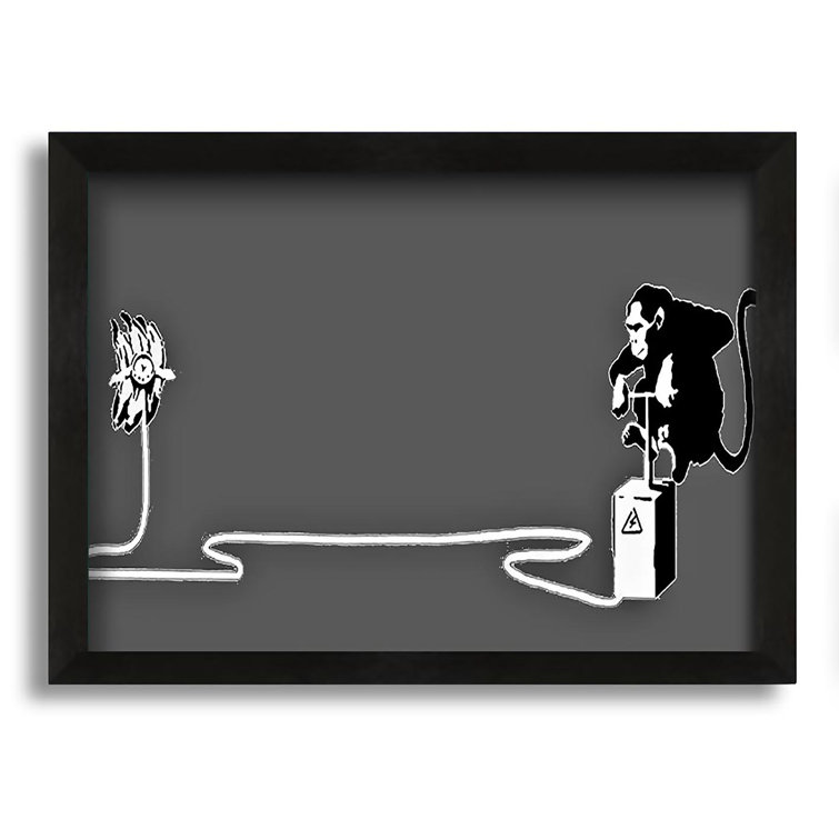 Maturi Monkey Banana Blaster Grey Framed Print | Wayfair.co.uk