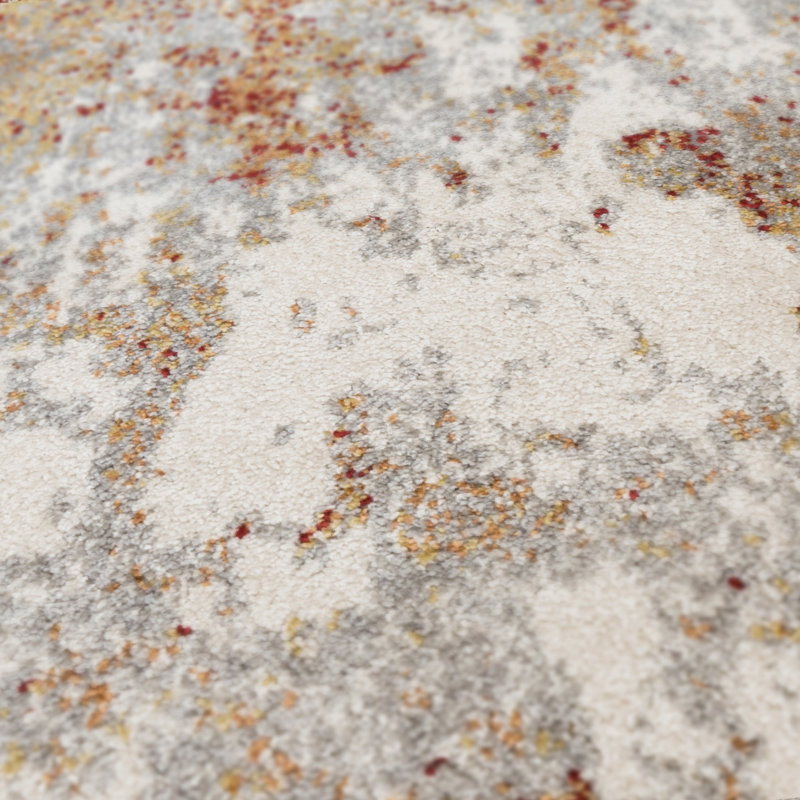 17 Stories Holly Transitional Abstract Durable Performance Orange/Gray ...