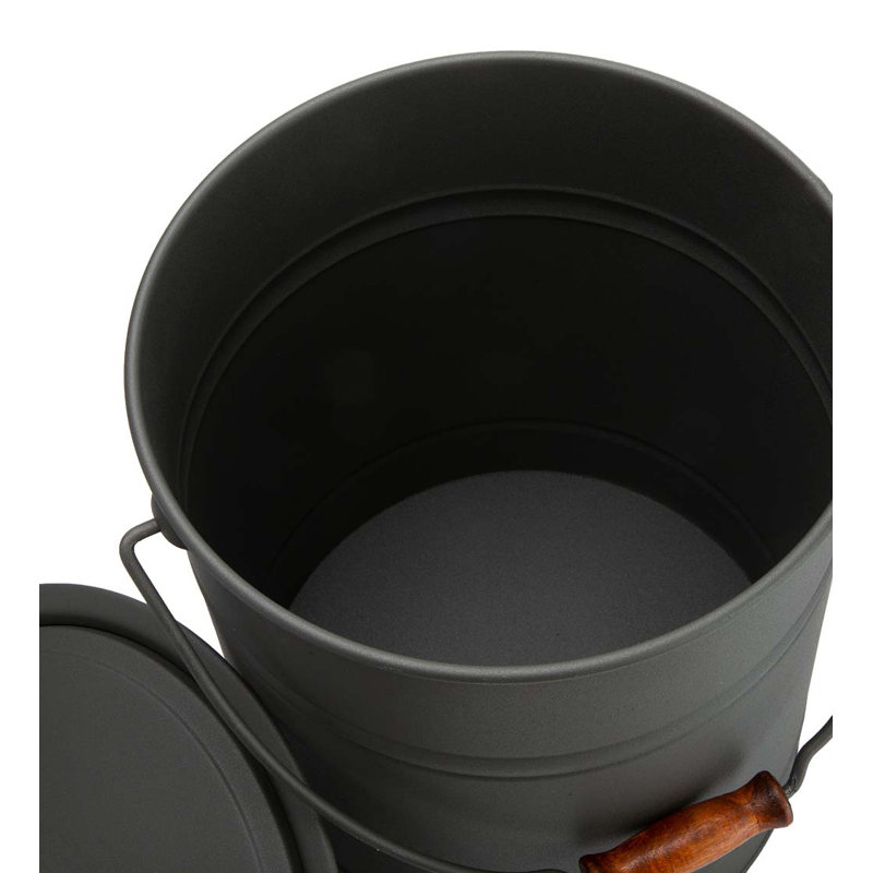 Plow & Hearth Galvanized Steel Ash Bucket with Handle, Lid and Double ...