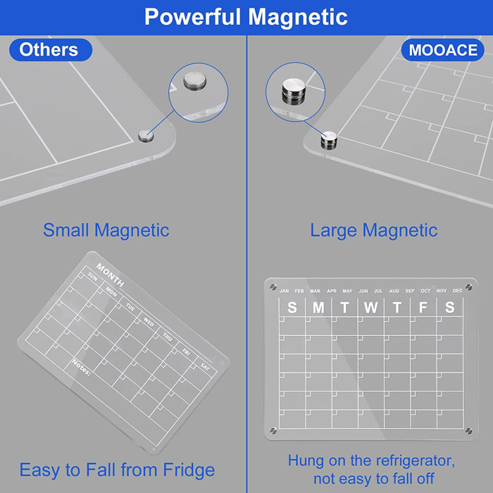 BTY 1 Blank Dry Erase Board, 1 Calendar Planner Dry Erase Board Acrylic ...