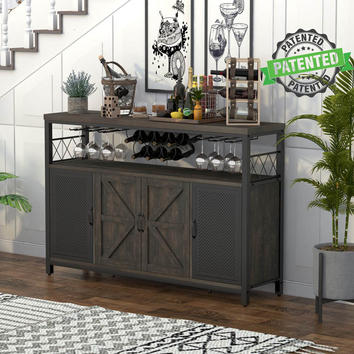 Gracie Oaks Shik Industrial Bar Cabinet & Reviews | Wayfair