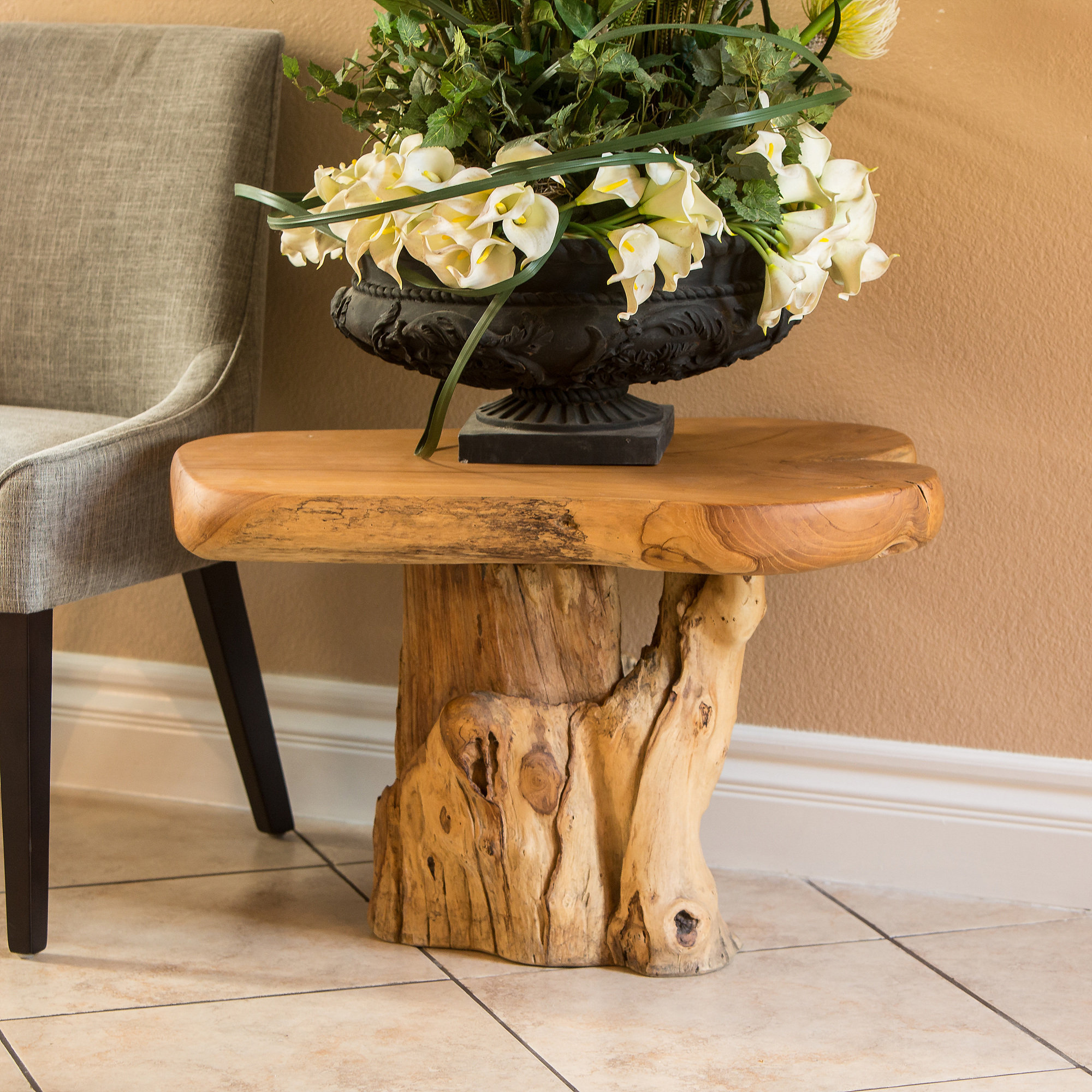 Loon Peak® Dairion 19'' Tall Solid Wood Tree Stump End Table | Wayfair