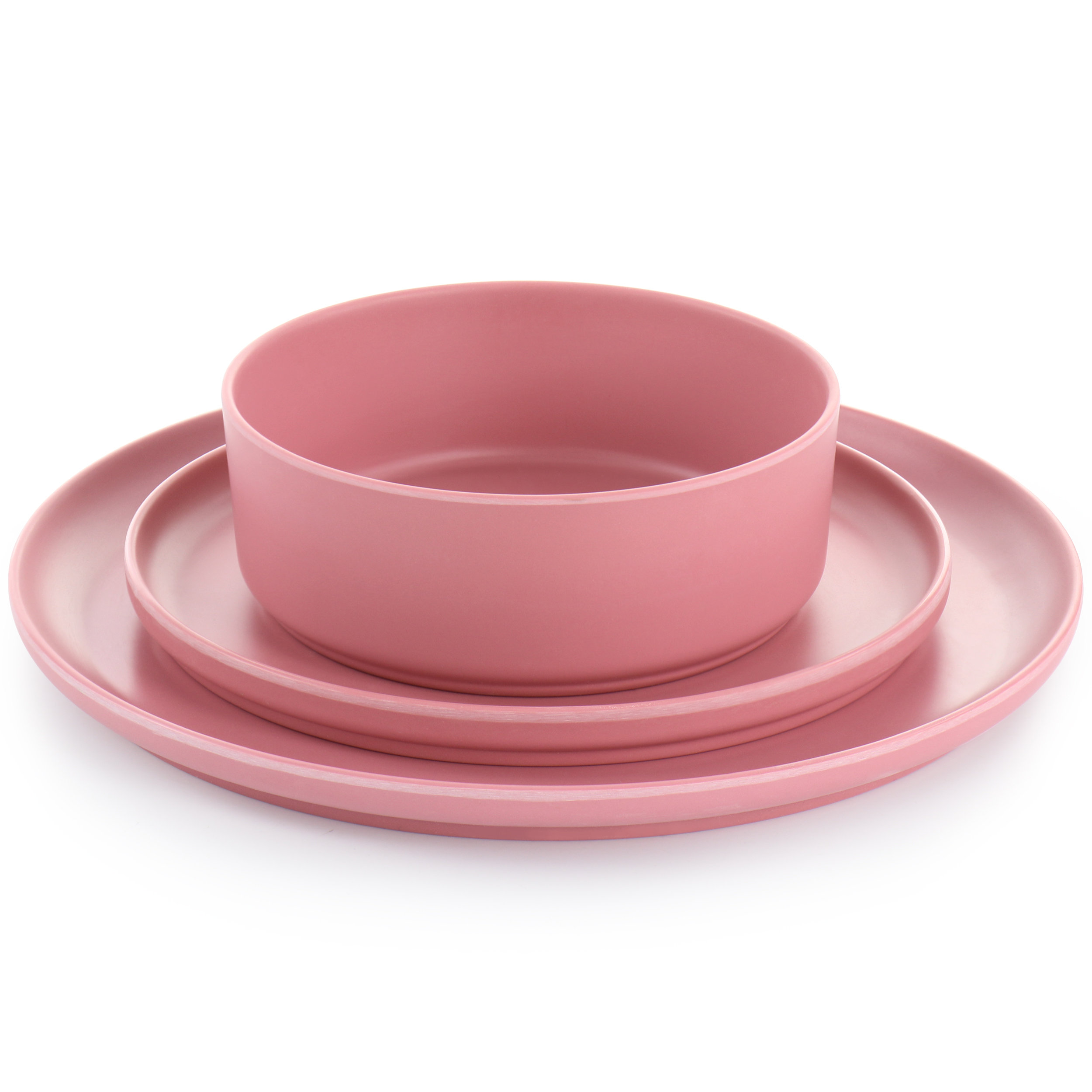 Gibson Home Canyon Crest 12 Piece Round Melamine Dinnerware Set In Pink ...