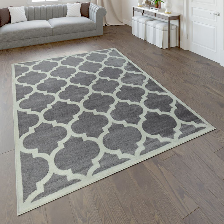 Charlton Home® Leenhouts Geometric Gray/Cream Area Rug & Reviews | Wayfair
