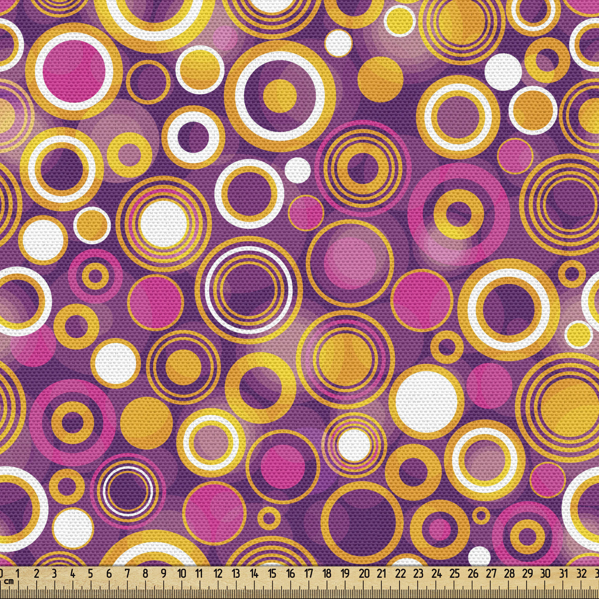 East Urban Home fab_27106_Geometric Fabric By The Yard, Retro Style 70S ...