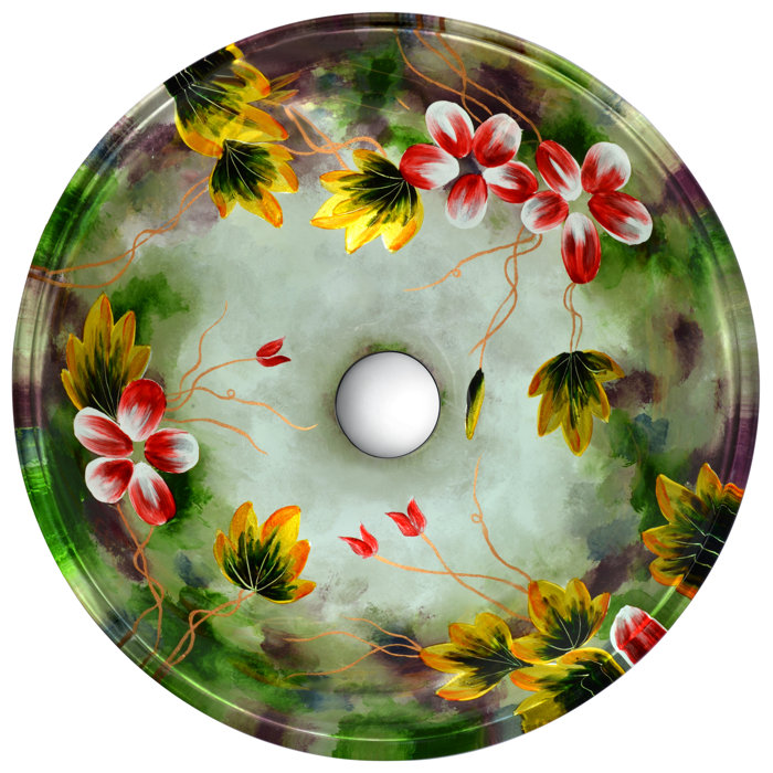 ANZZI Panye 16.5'' Green Tempered Glass Circular Vessel Bathroom Sink ...